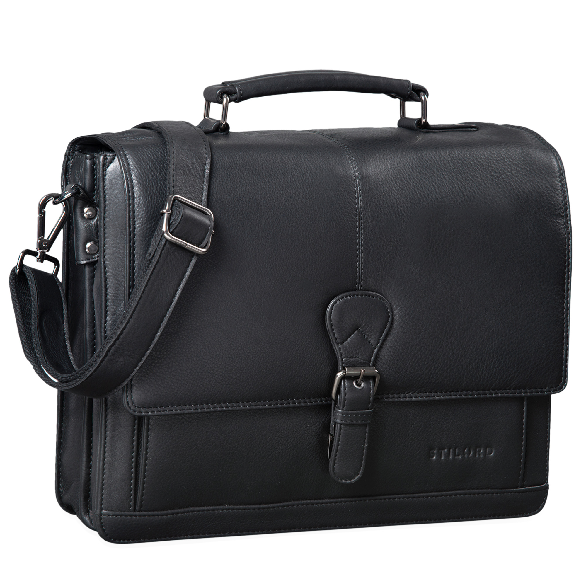 "Francis" Small Leather Briefcase Men | STILORD