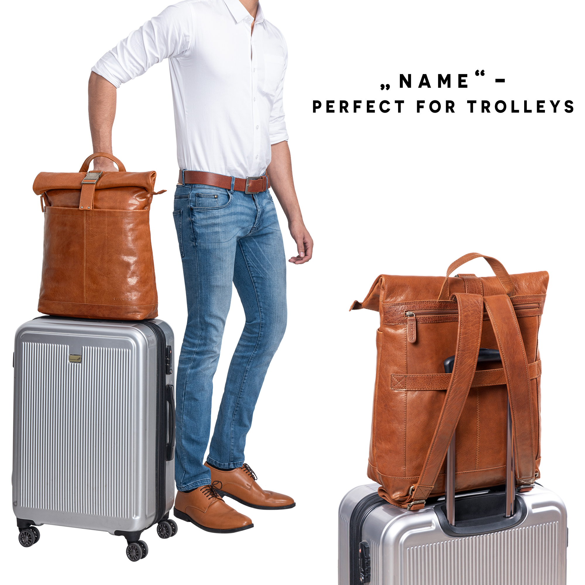 "Hudson" Roll Top Rugzak Leer | STILORD