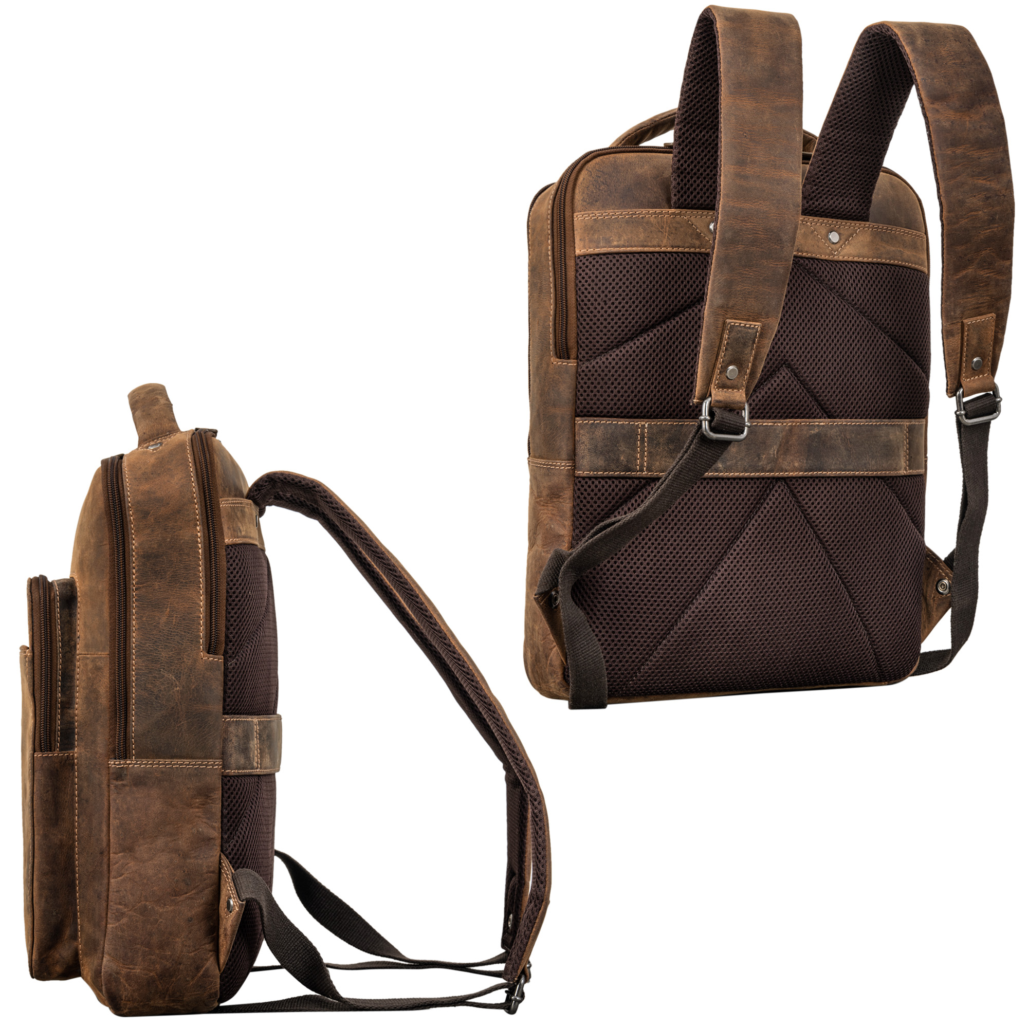 "Nicky" Laptop Backpack Leather Large Unisex | STILORD