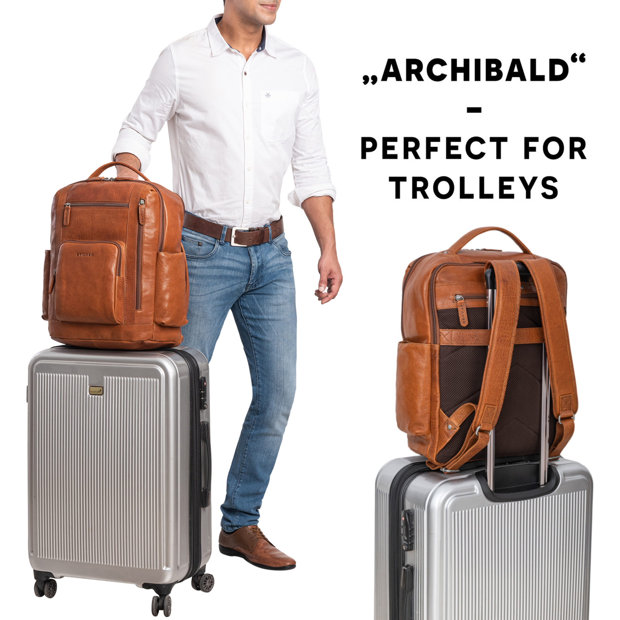 "Archibald" Lederen Business Rugzak Dames en Heren | STILORD