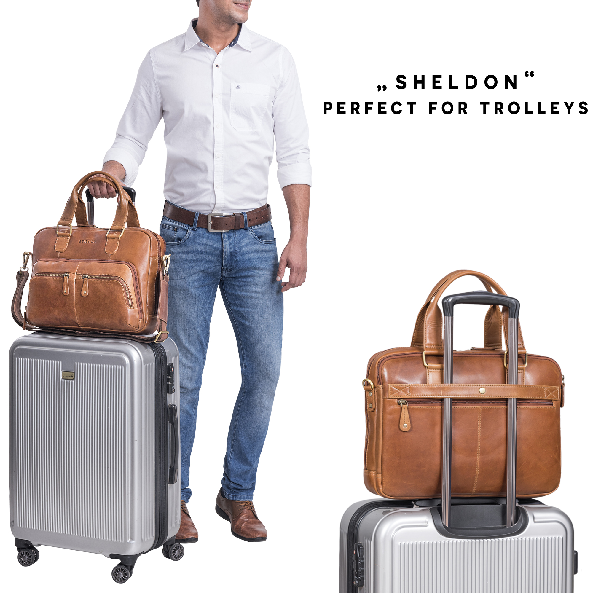 "Sheldon" Smart Briefcase Men and Women Leather | STILORD
