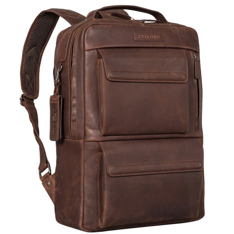 "Egon" Sustainable Laptop Backpack 15 inch Leather | STILORD