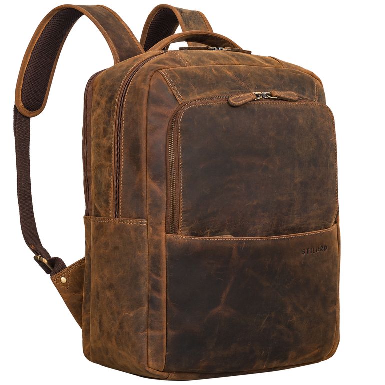 "Thomas" Leather Notebook Backpack 17 inch | STILORD