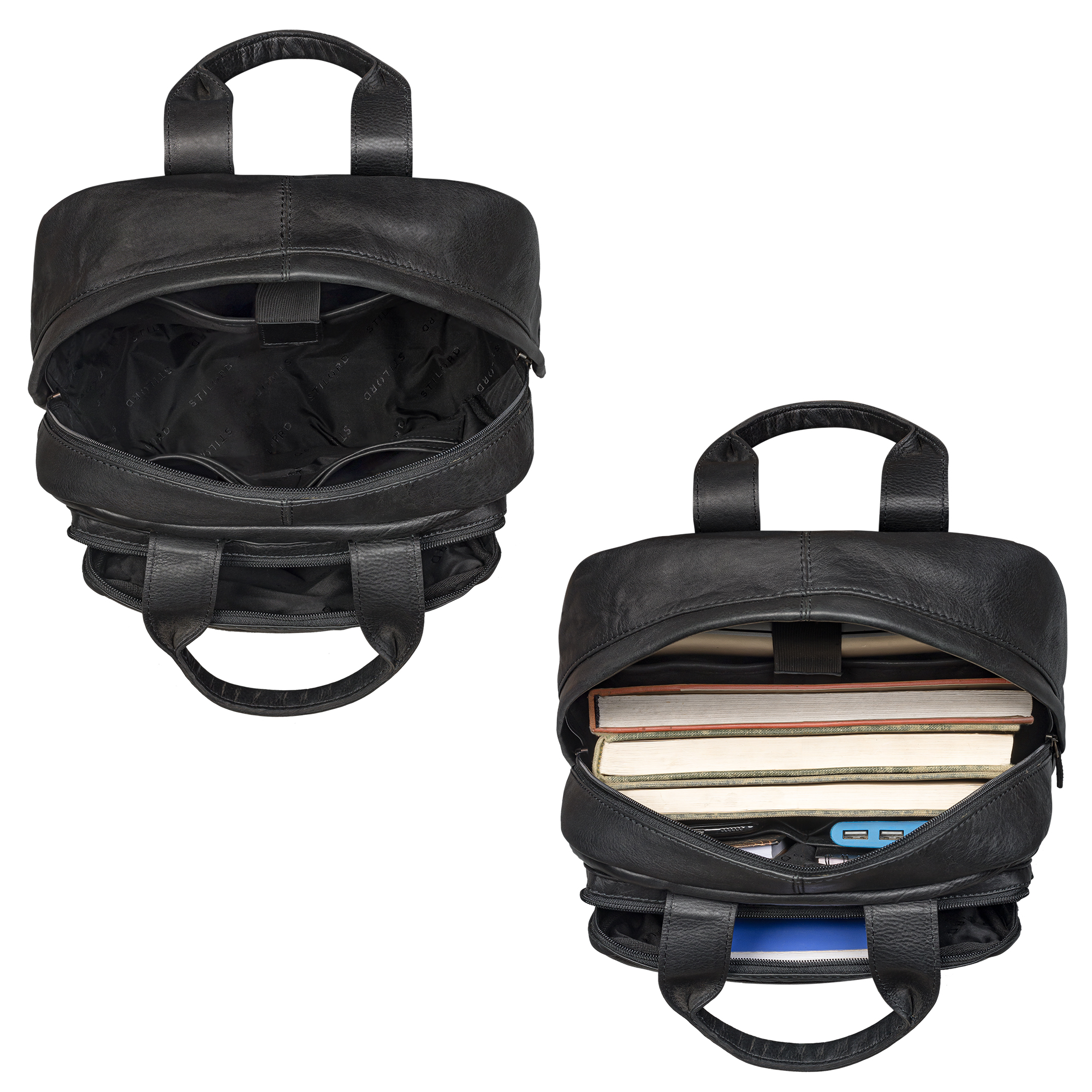 "Trinity" Spacious Leather Backpack with Laptop Compartment | STILORD