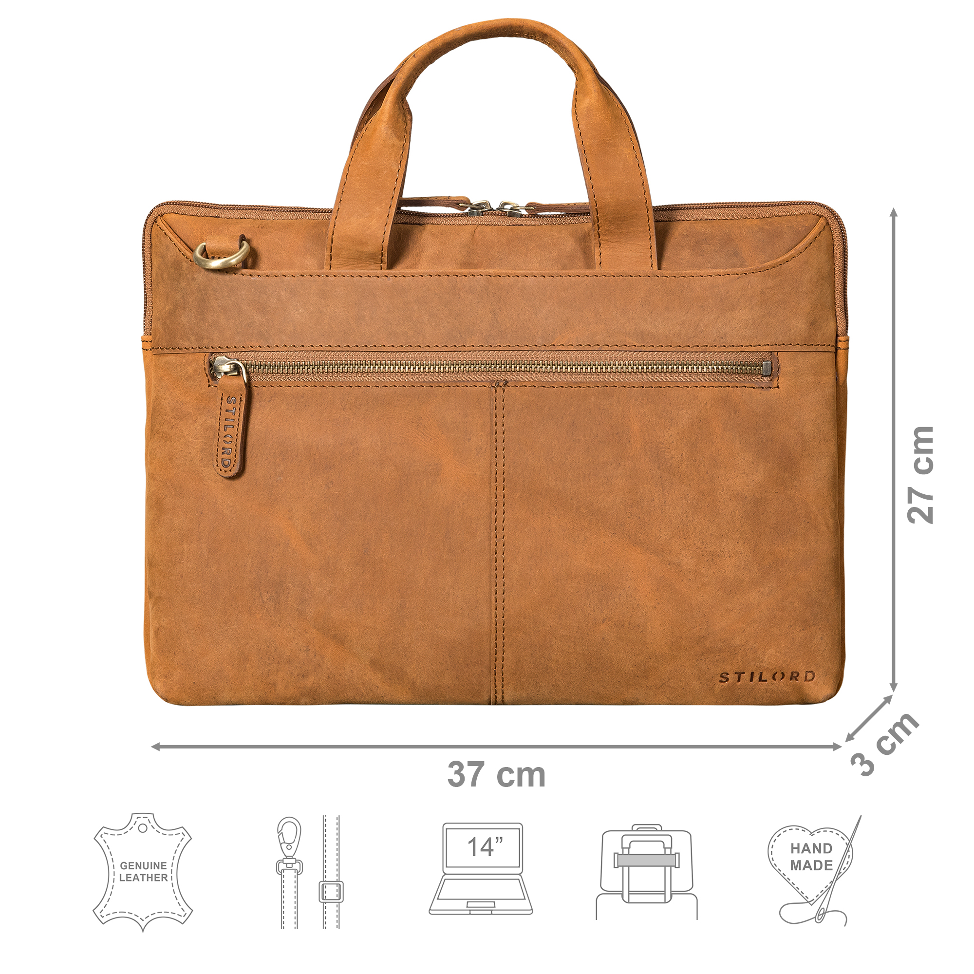 "Ross" Leather Laptop Case 14 Inch Slim | STILORD