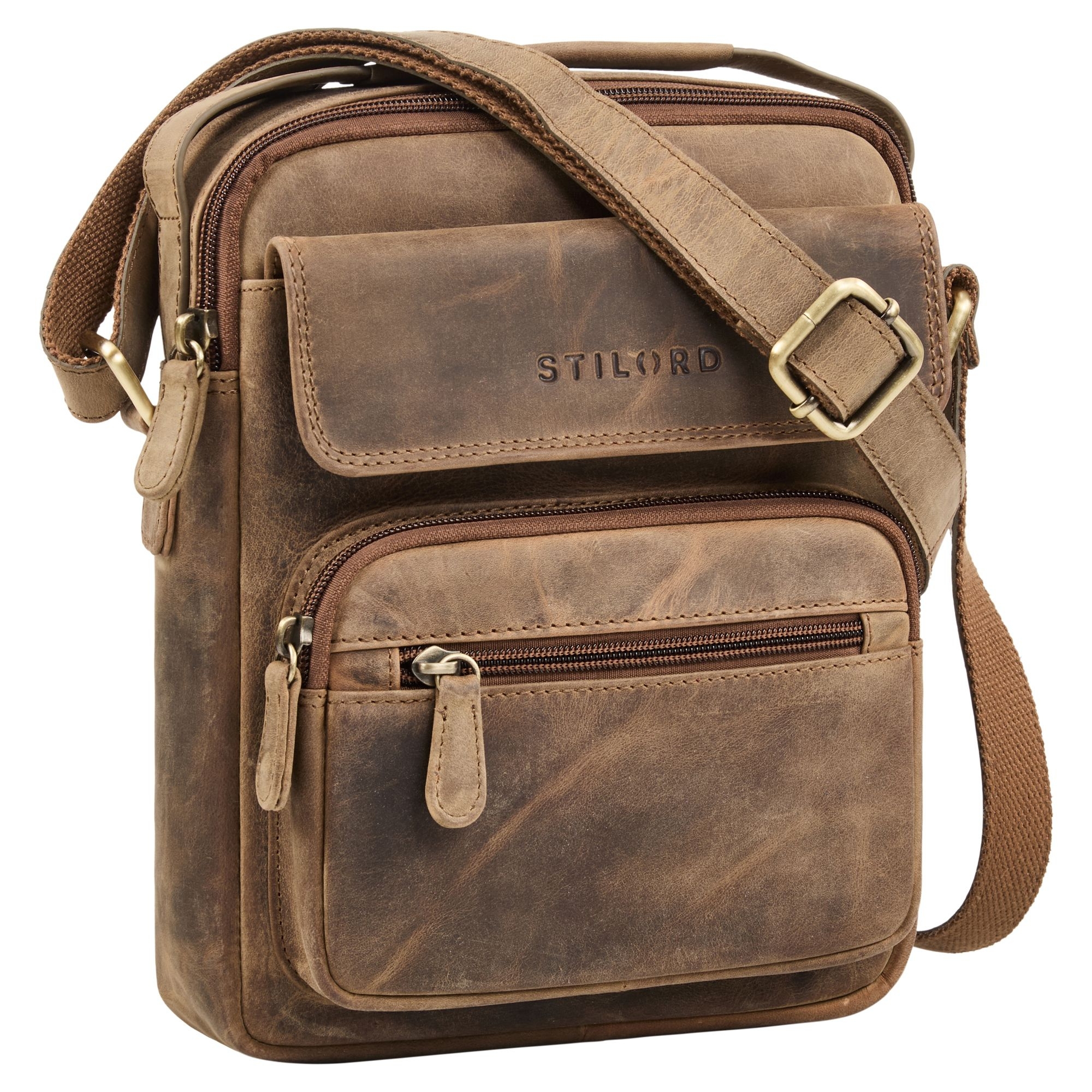 "Amir" Leren Schoudertas Heren Klein voor Tablet 8 inch | STILORD